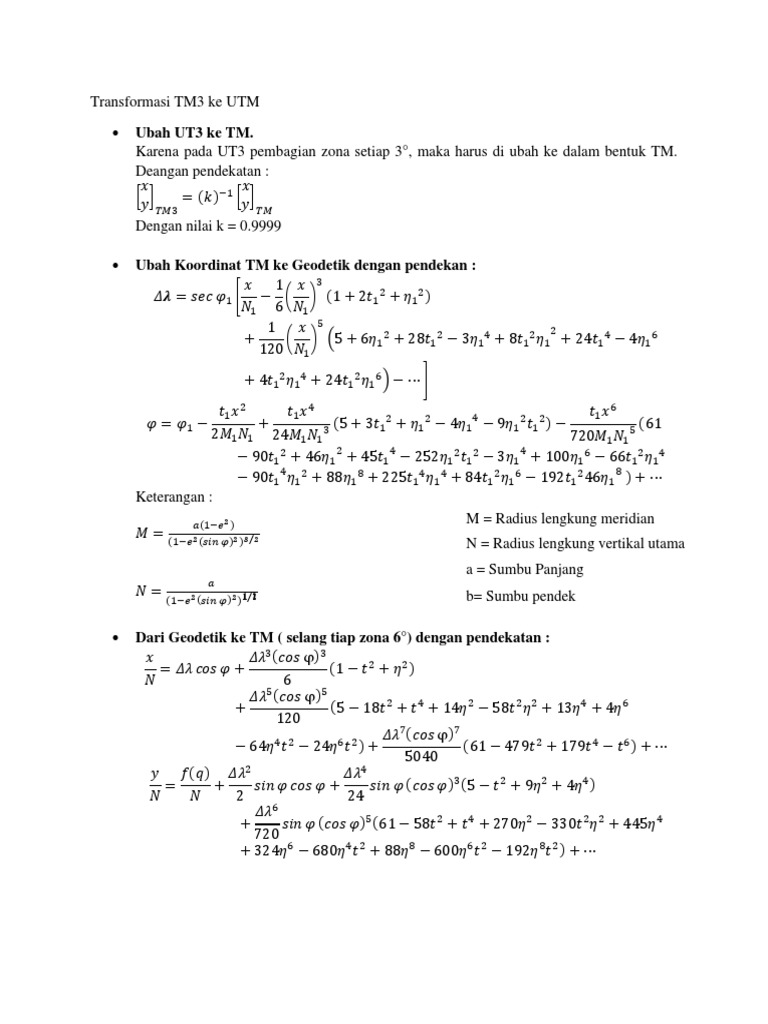 Transformasi Koordinat TM3 ke UTM | PDF | Metode & Bahan Ajar