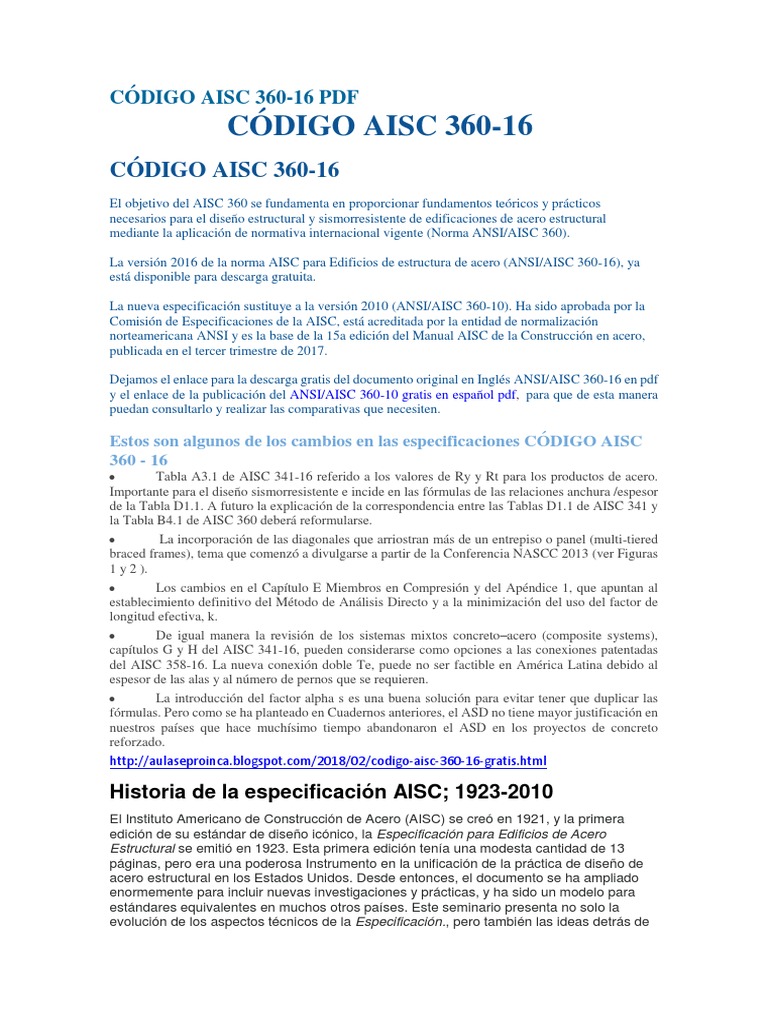 Código Aisc 360 | Descargar gratis PDF | Ingeniería | Science