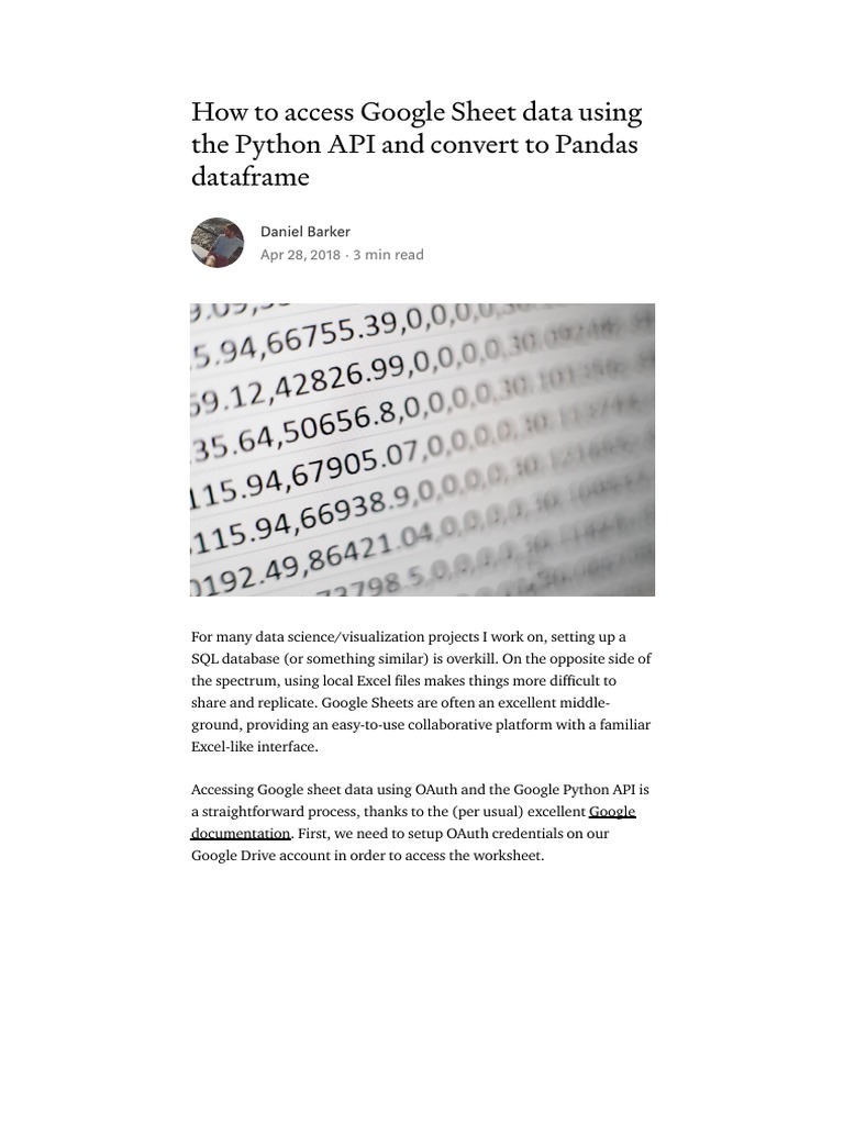 How To Access Google Sheet Data Using The Python API and Convert To ...