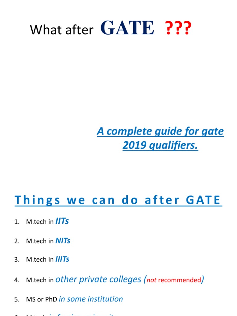 Post-GATE Opportunities and Guidance | PDF | Technology & Engineering