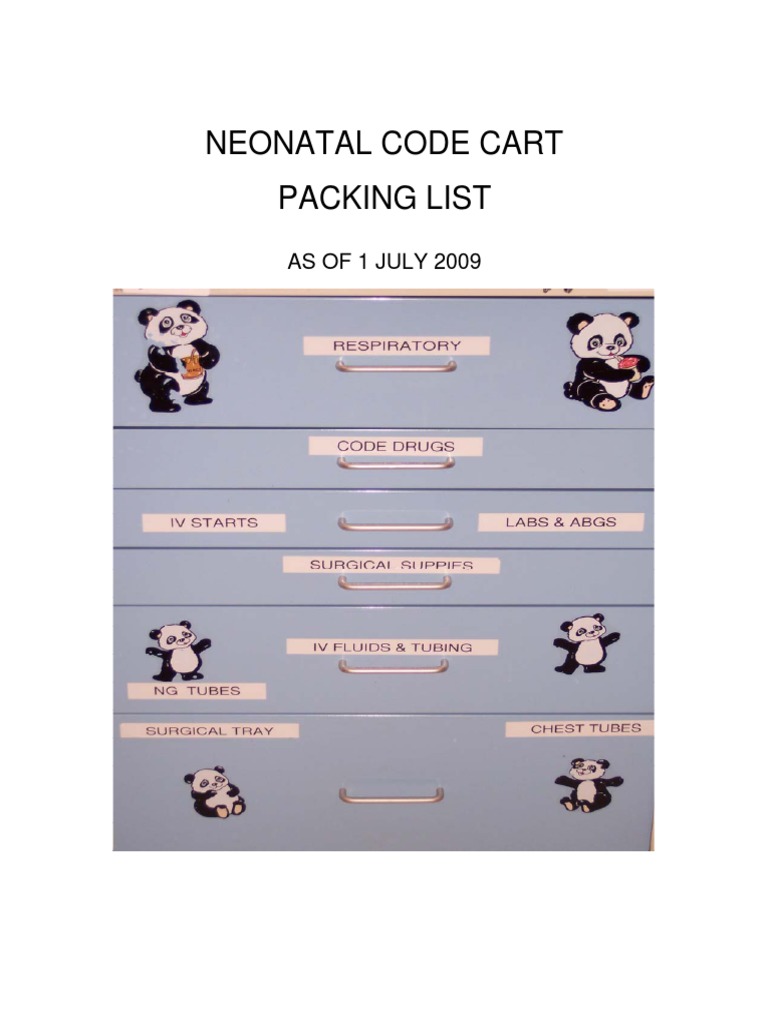 Neonatal Code Cart Essentials | PDF | Intravenous Therapy | Syringe