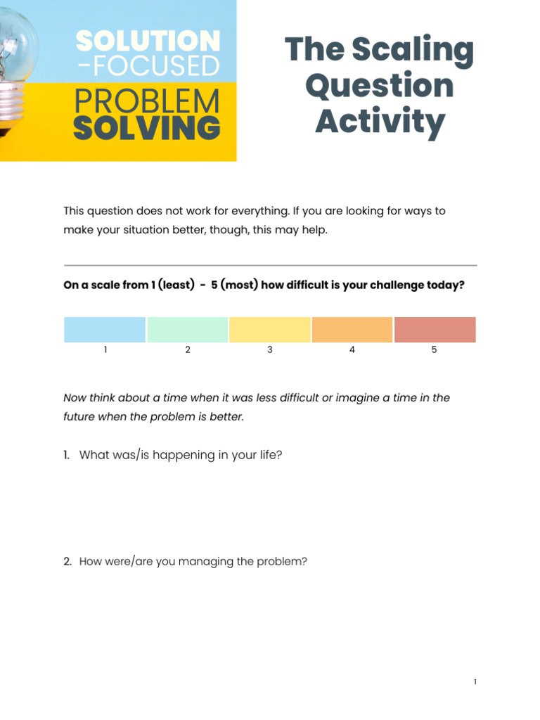 Solution-Focused Problem Solving Activity | PDF | Cognition ...