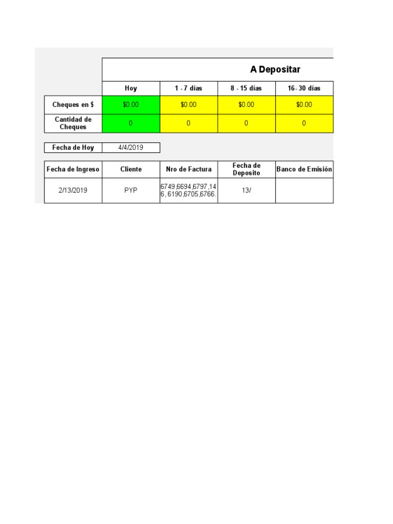 Planilla Excel Gestion de Cheques Empresas | PDF | Cheque | Monedas de ...