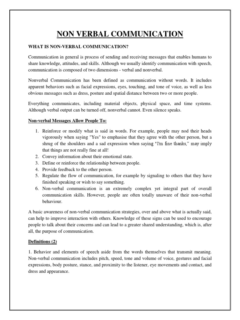Non Verbal Communication | PDF | Nonverbal Communication | Body Language