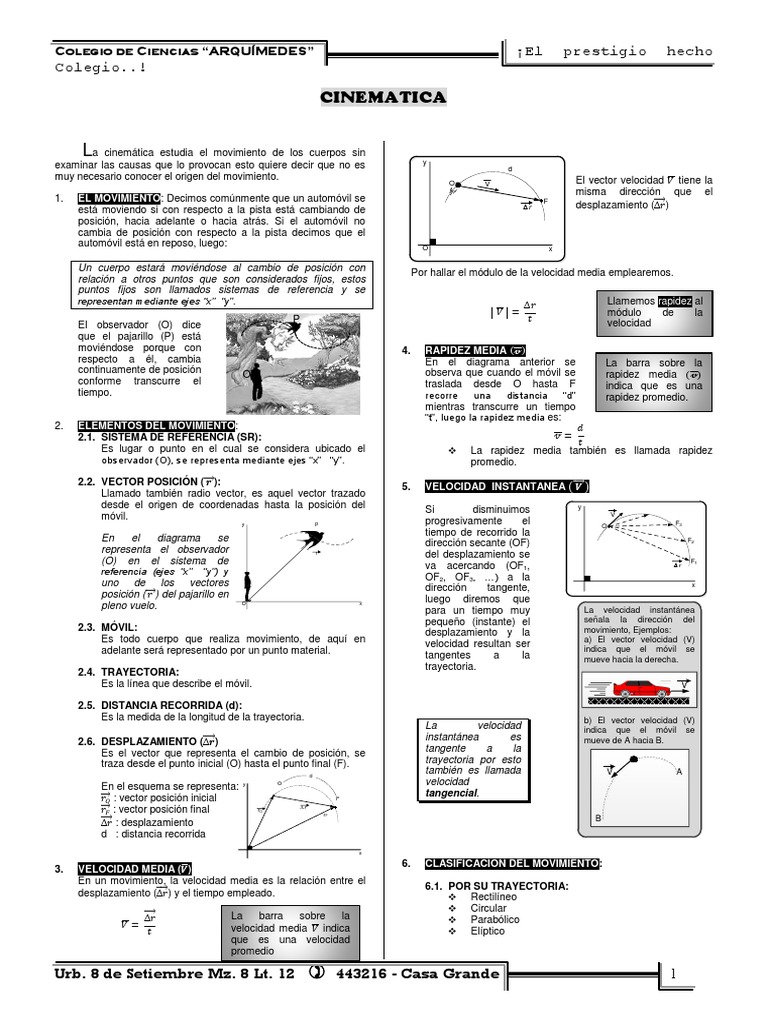 01 Cinematica | PDF | Movimiento (física) | Velocidad