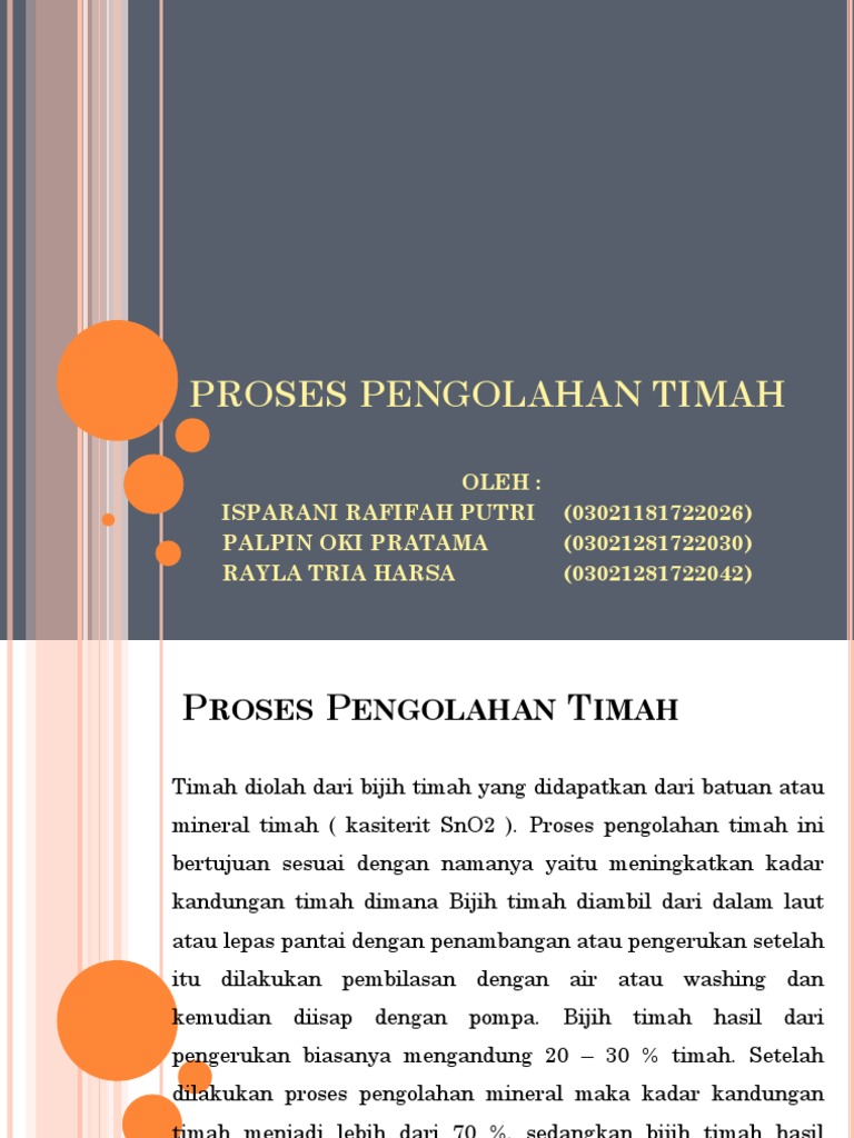 Proses Pengolahan Timah | PDF