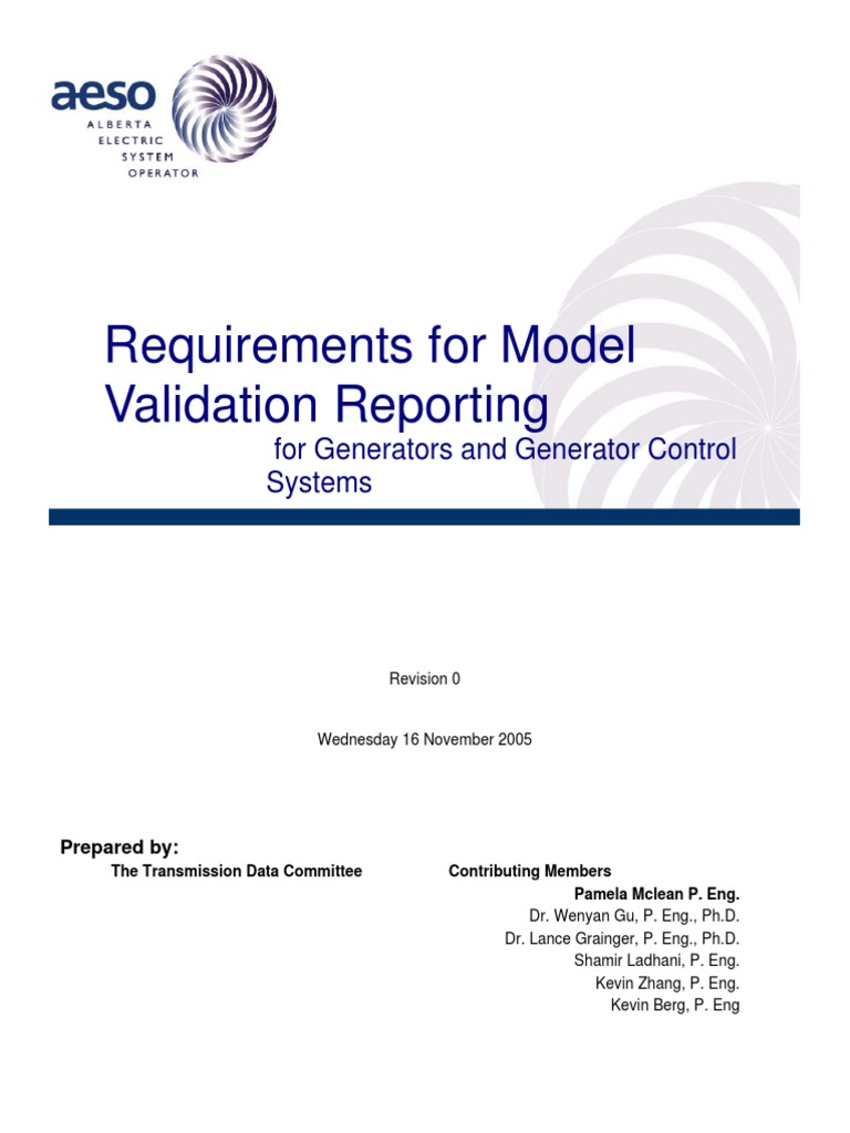 Model Validation Reporting Requirements | PDF | Electric Generator ...