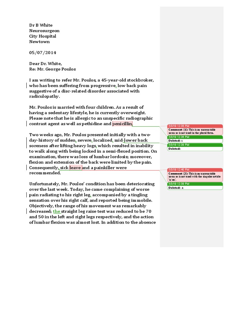 Oet Sample Letter PDF Headache Neurology, 51% OFF