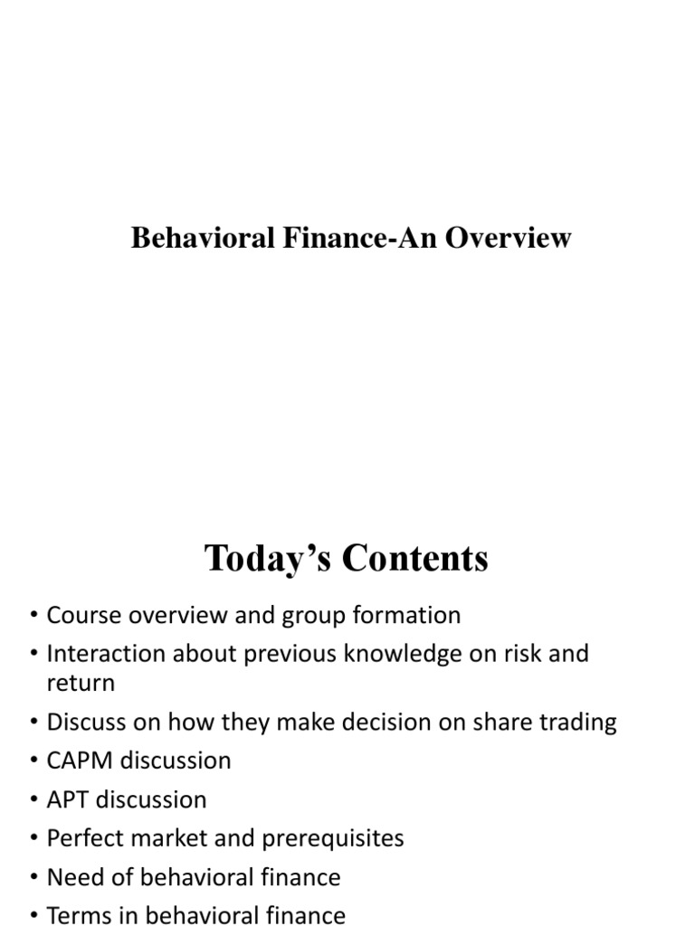 Behavioral Finance | PDF | Behavioral Economics | Stock Market