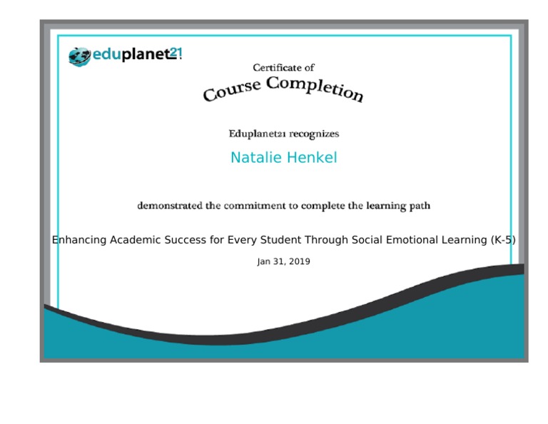 Eduplanet21 Certificate | PDF | Wellness