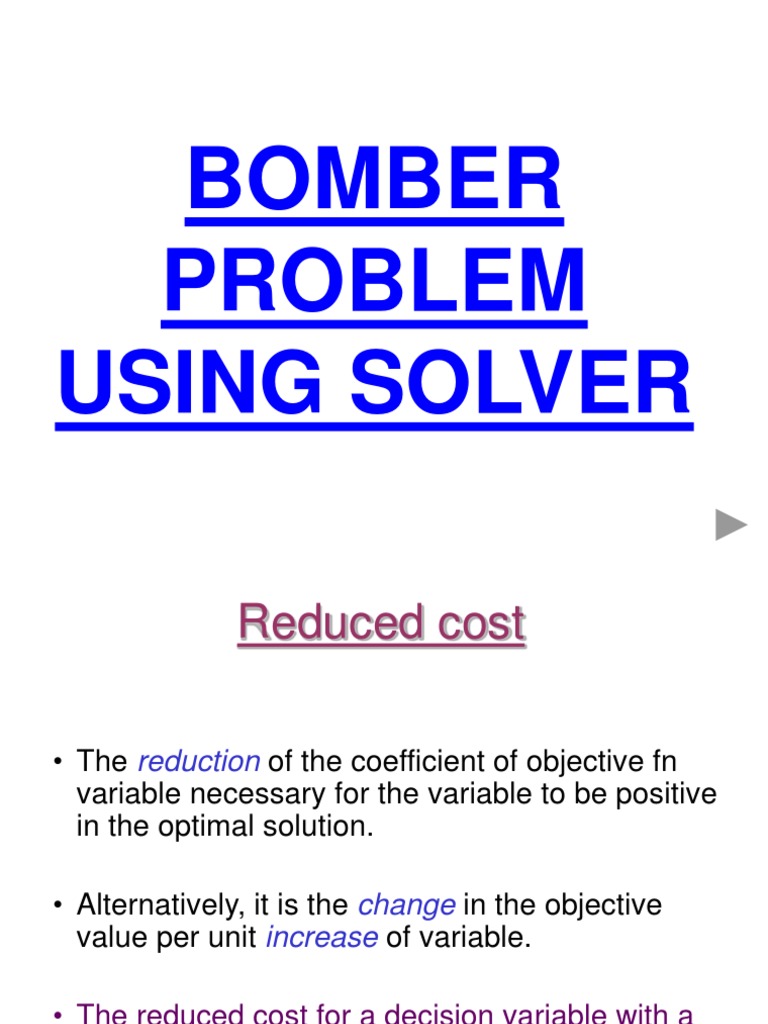 Bomber Problem Using Solver | PDF | Mathematical Optimization | Systems ...