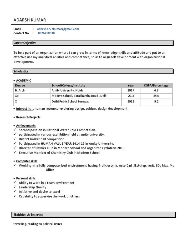 Aspiring Architect's Profile | PDF | Career & Growth | Art