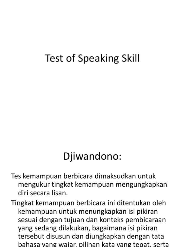Test of Speaking Skill | PDF | Test (Assessment)