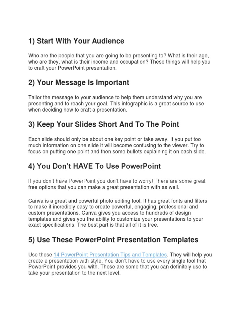 Sixteen Steps For A Good Presentation in Powerpoint | PDF | Microsoft ...