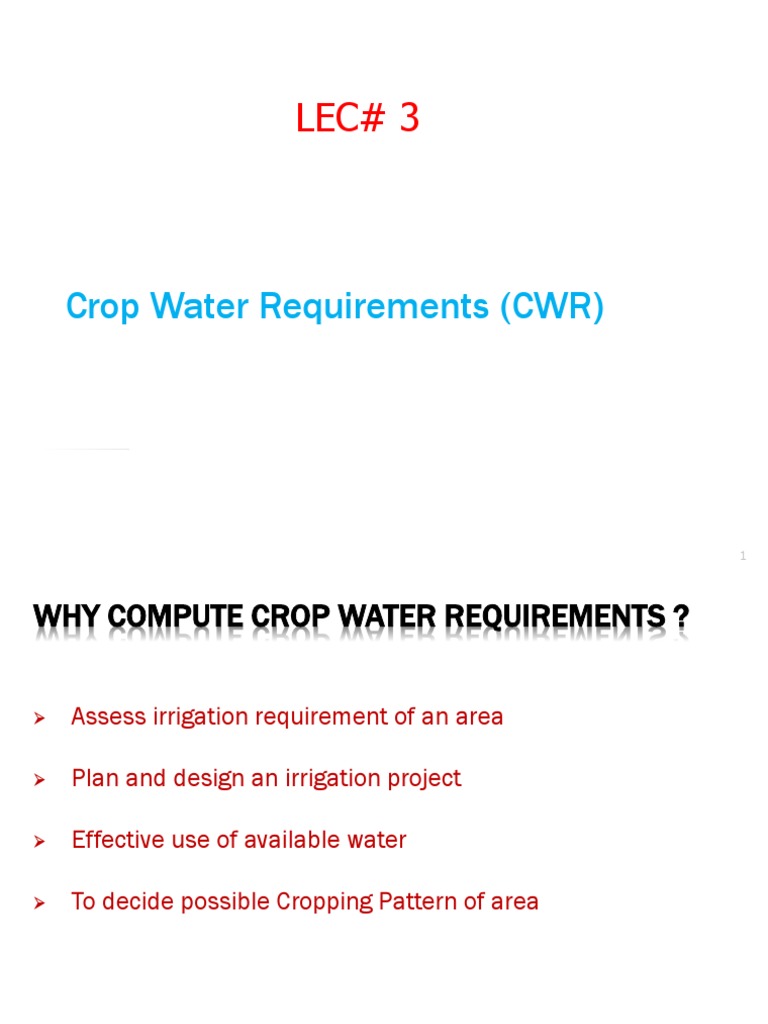 Crop Water Requirement Overview | PDF | Evapotranspiration | Soil