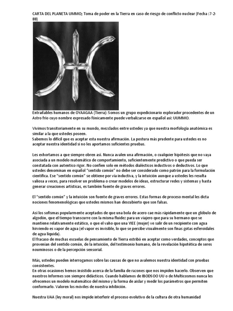 Carta Del Planeta Ummo | PDF | Science | Homo Sapiens