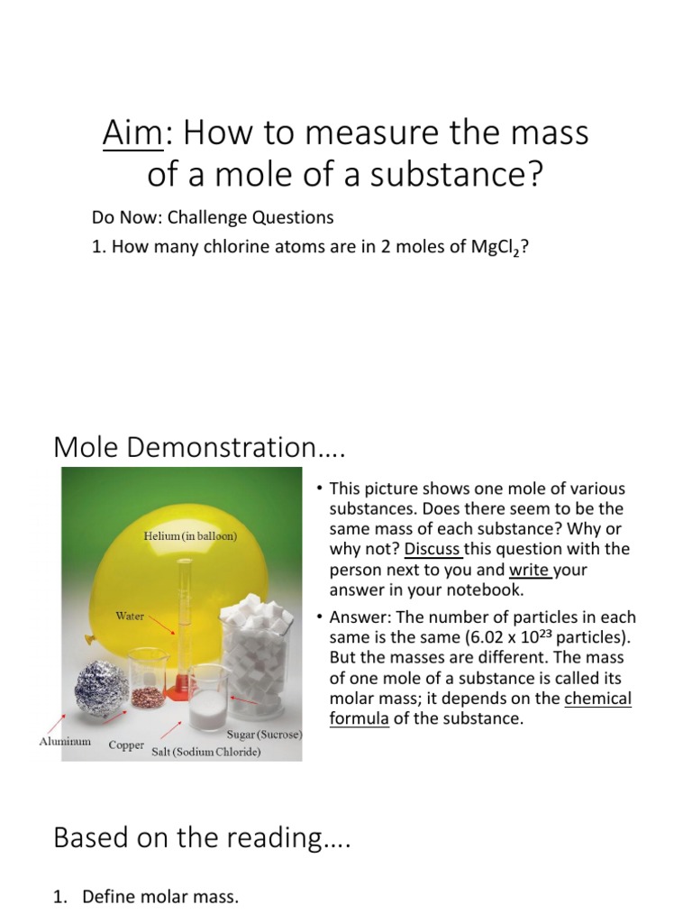 Molar Mass and Mass To Moles Conversions | PDF | Mole (Unit) | Mass