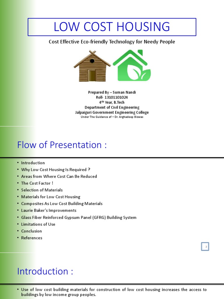 Low Cost Housing PPT 3 | PDF | Building Materials | Recycling