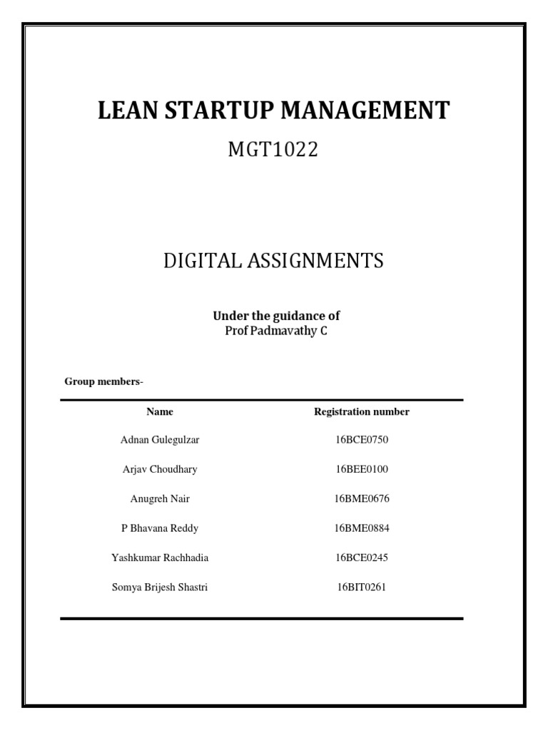 Lean Startup Management: Under The Guidance of | PDF | Market ...