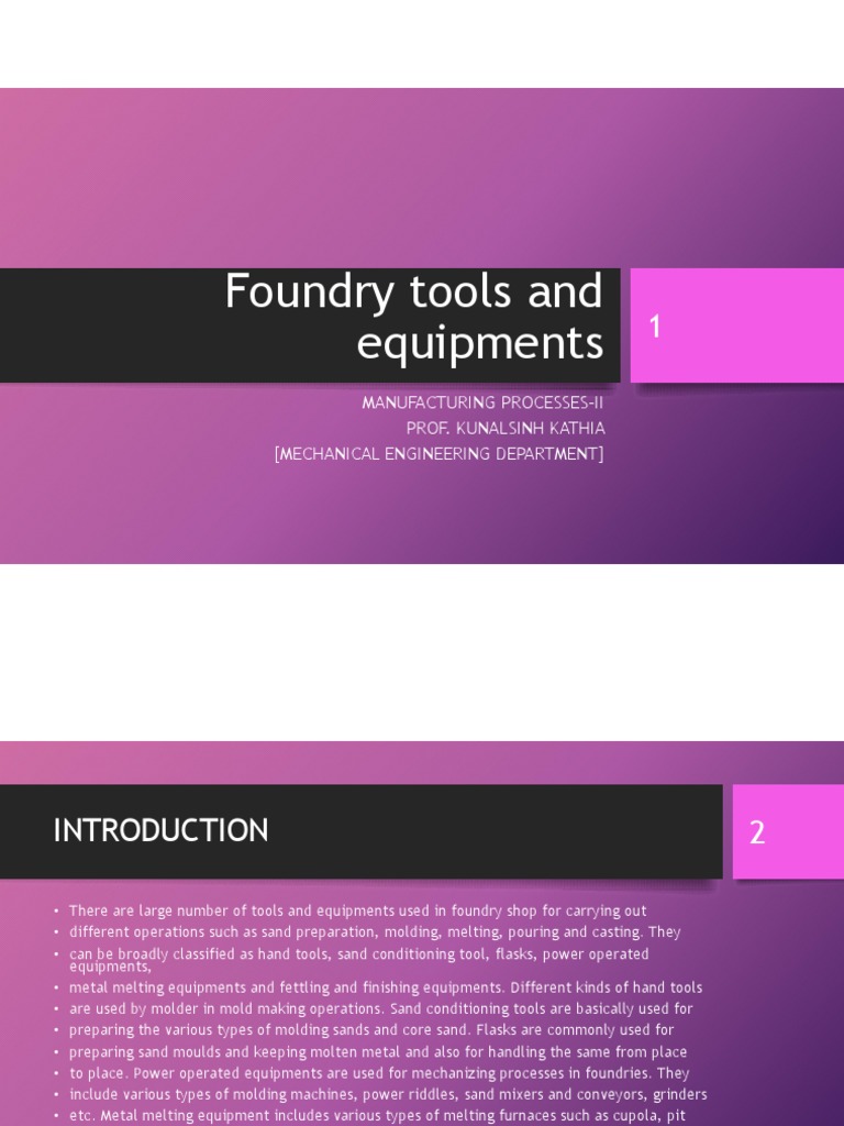 Overview of Foundry Tools and Equipment | PDF | Foundry | Procedural ...