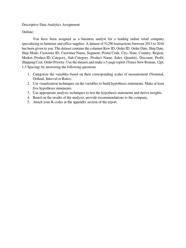 Descriptive Data Analytics Assignment | PDF
