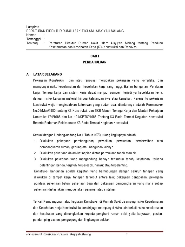 2018 PANDUAN Keselamata Konstruksi Dan Renovasi (PCRA) | PDF | Komputer | Teknologi & Rekayasa