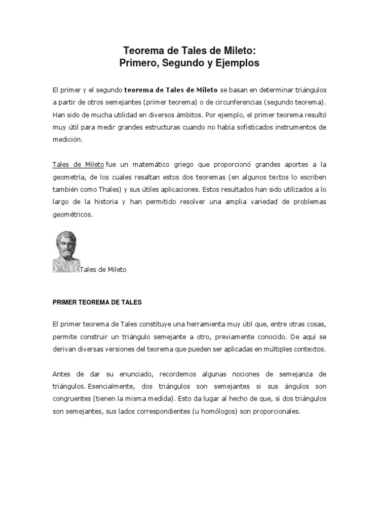Teoremas de Tales y Catetos | PDF | Triángulo | Geometría del plano ...