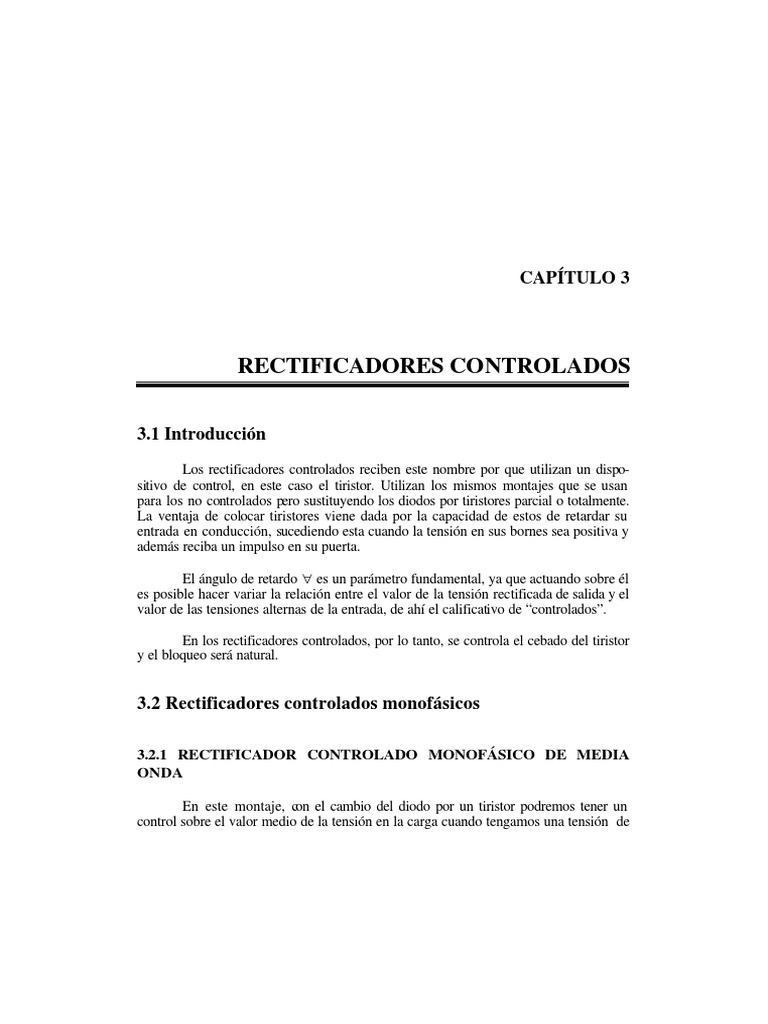 Cap 3 Rectificadores Controlados PDF | PDF | Rectificador | Corriente eléctrica