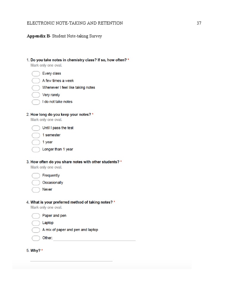 Student Note-Taking Survey | PDF
