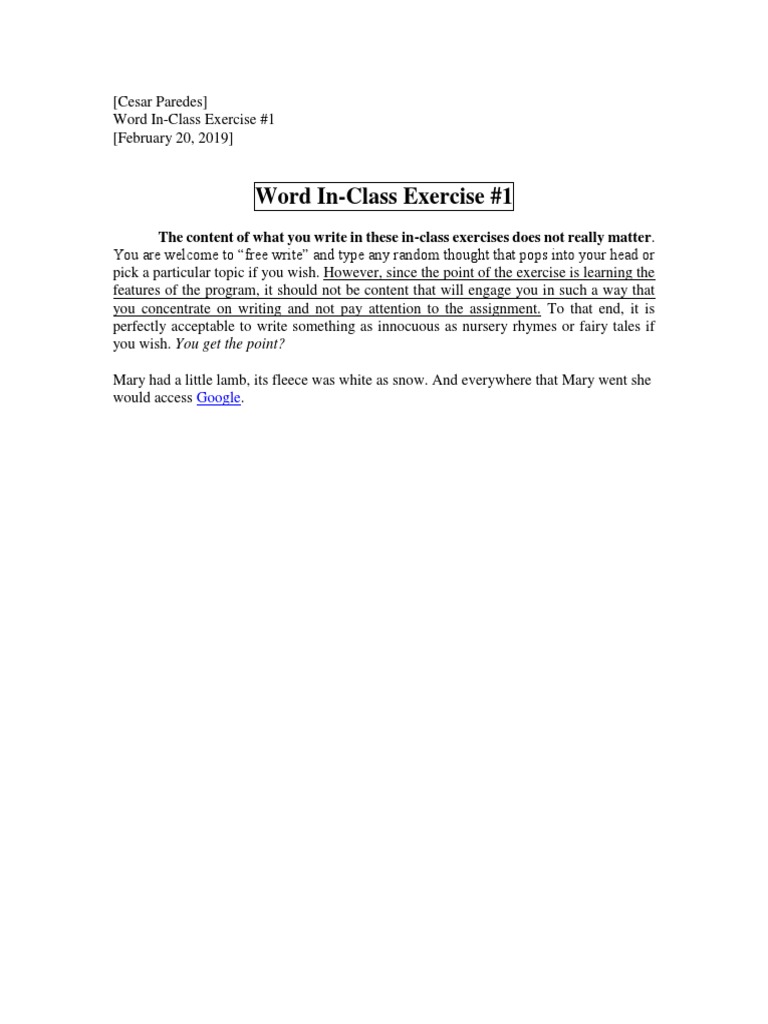 Word Ex 1 2 | PDF