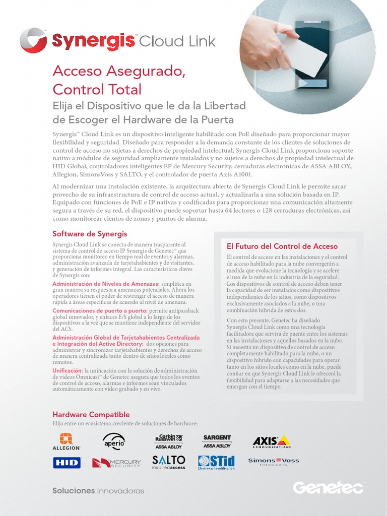 ES Genetec Especificaciones Synergis Cloud Link | PDF | Computación en ...