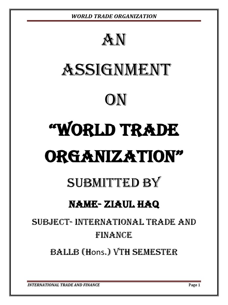 World Trade Organisation | PDF | World Trade Organization | Foreign Policy