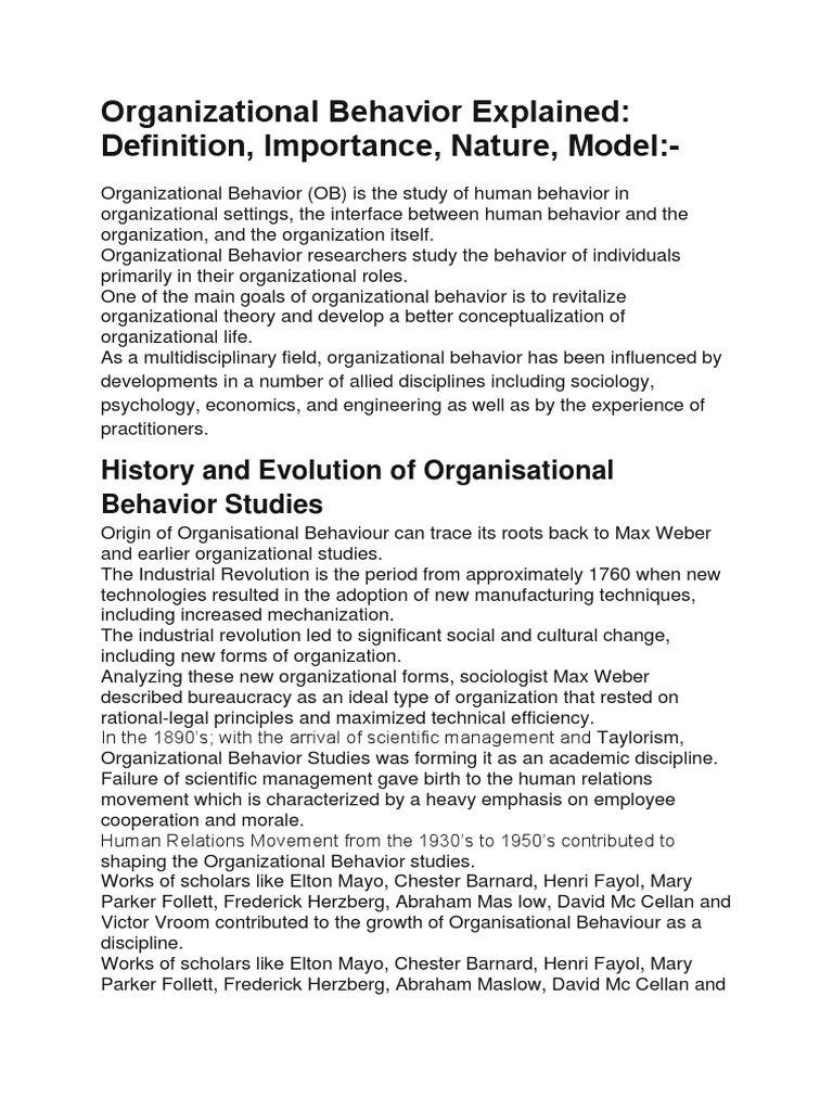 Organizational Behavior Explained | PDF | Organizational Behavior ...