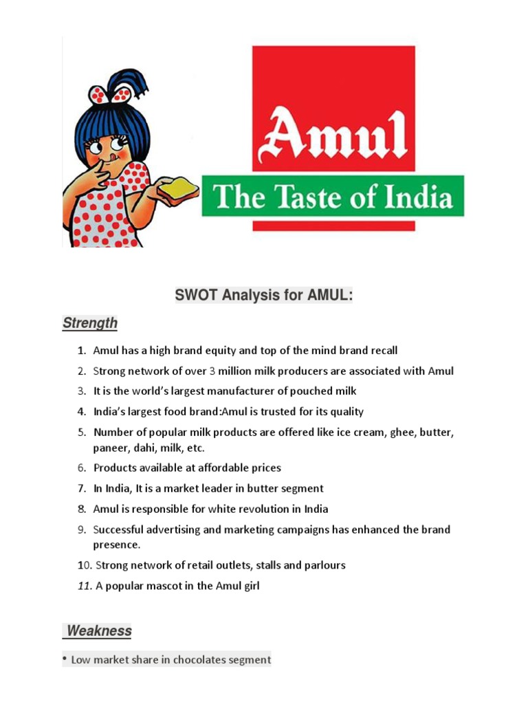 SWOT Analysis For AMUL:: Strength | PDF | Banks | Regulation