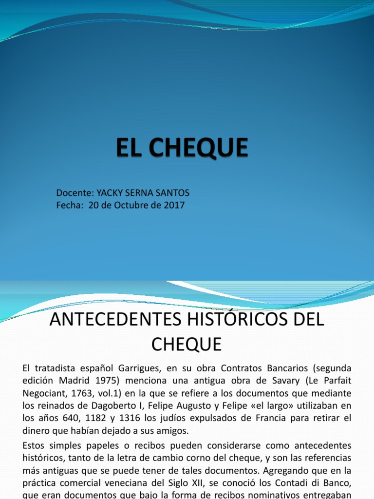 Historia y Tipos de Cheques | PDF | Cheque | Bancos