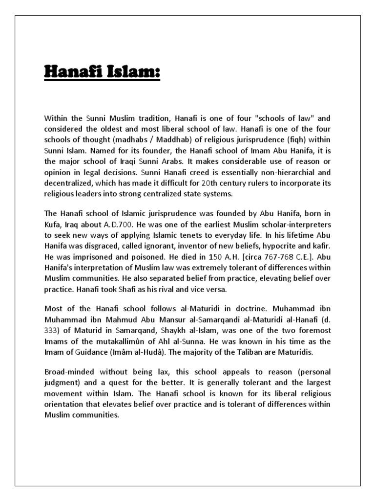 Hanafi | PDF | Shia Islam | Sunni Islam