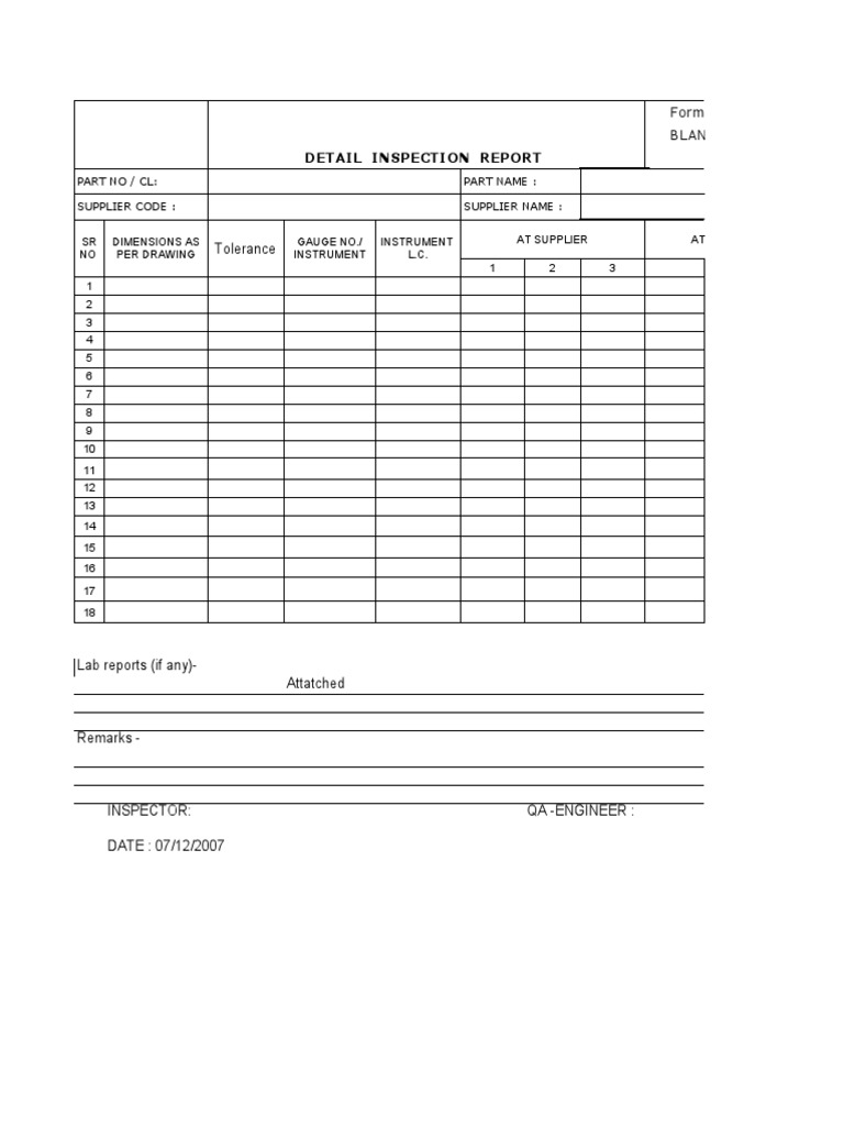 Detailed Inspection Report Template | PDF | Technology & Engineering