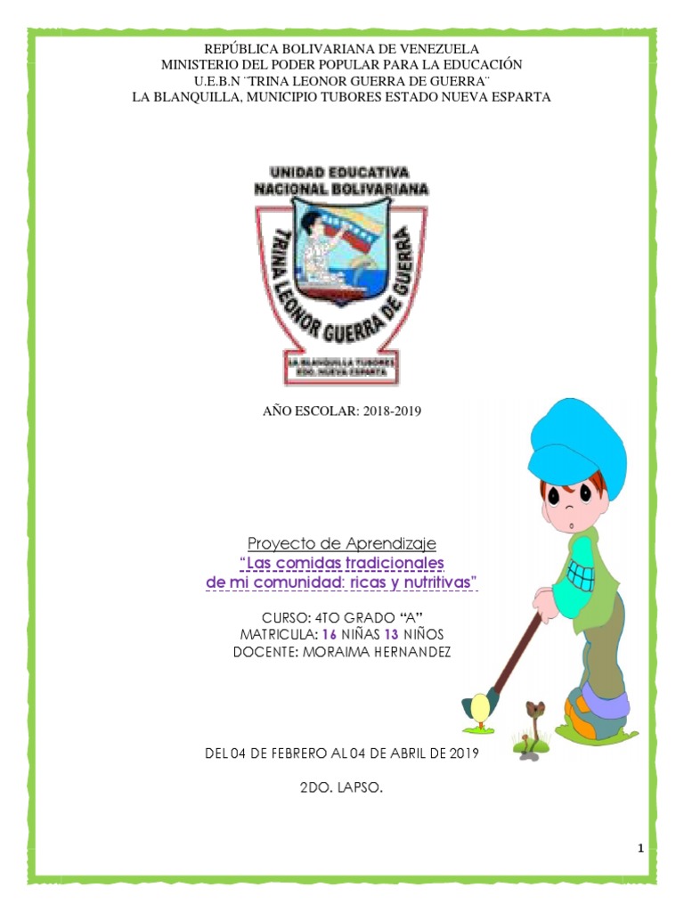 Proyecto Comidas Tradicionales | PDF | Alimentos | Nutrición