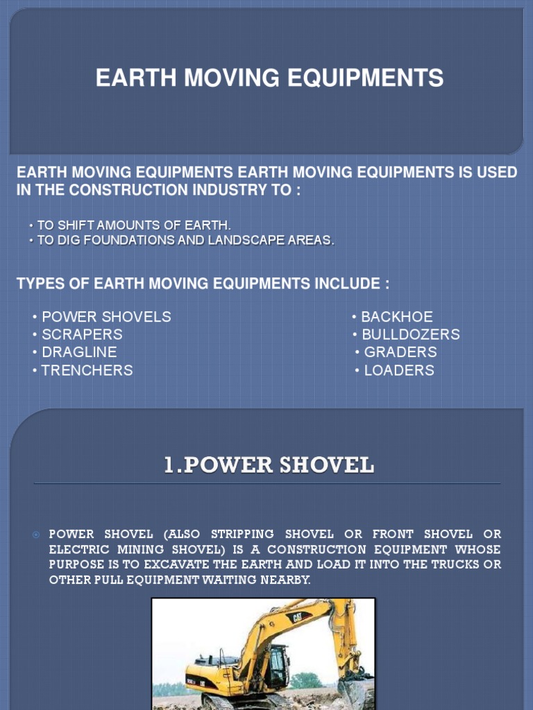 Types of Earth Moving Equipment | PDF | Loader (Equipment) | Heavy ...