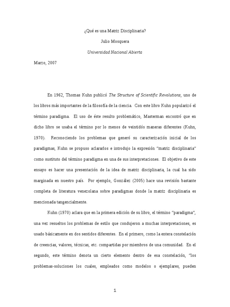 Que Es Una Matriz Disciplinaria PDF | PDF | Paradigma | Comunidad ...