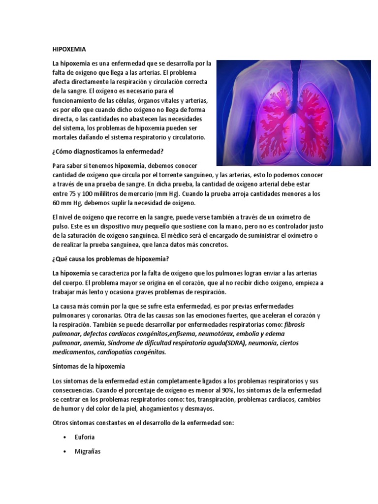 HIPOXEMIA | PDF | Sistema circulatorio | Oxígeno