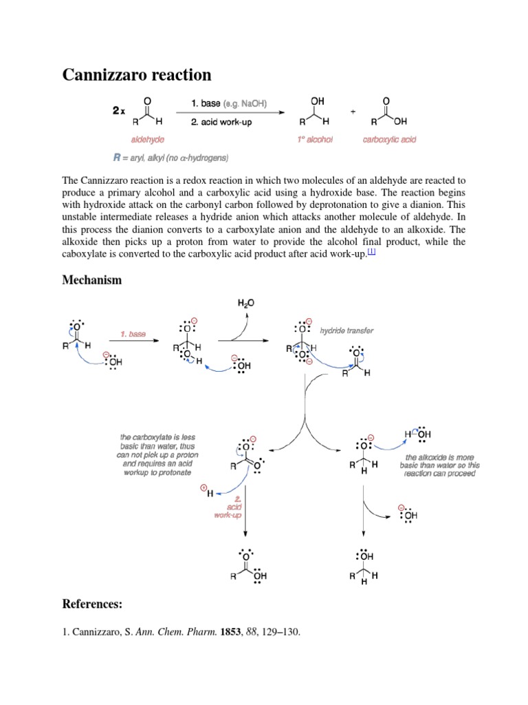 Cannizzaro Reaction: Mechanism | PDF