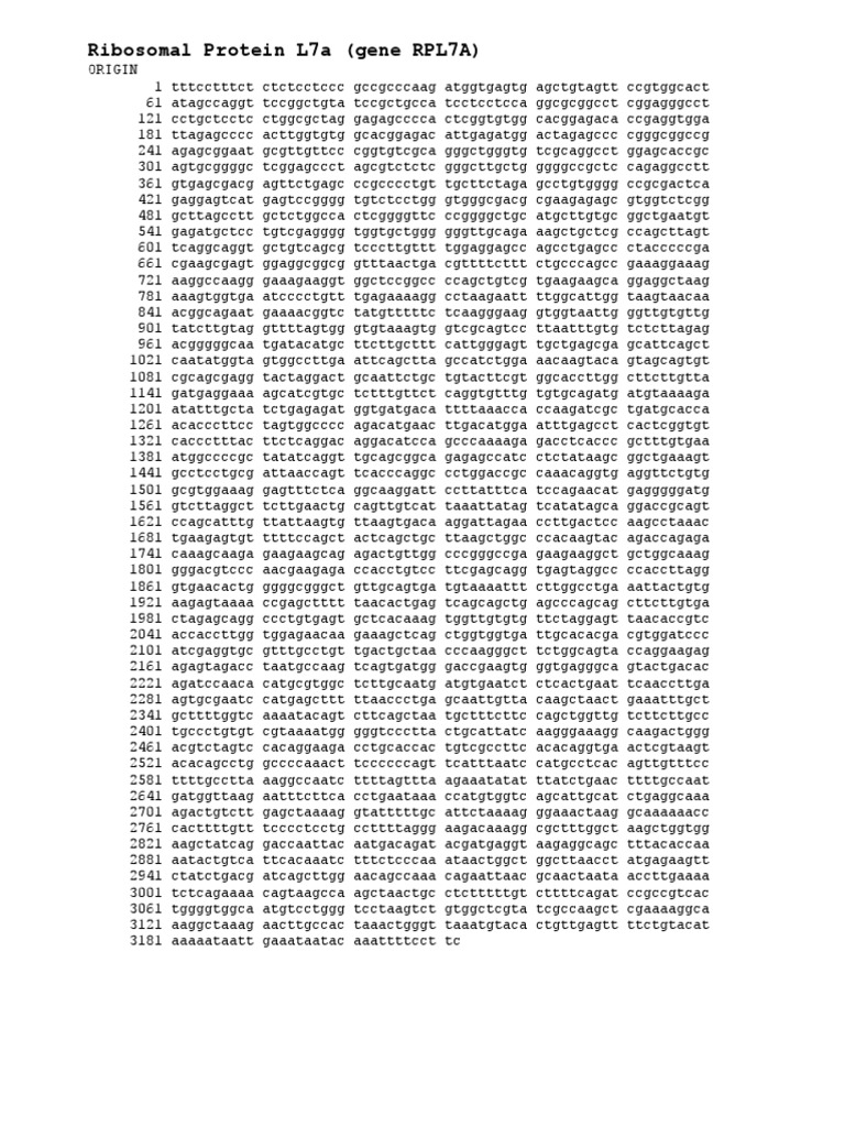 Ribosomal Protein L7a (Gene RPL7A) | PDF | Structural Biology ...