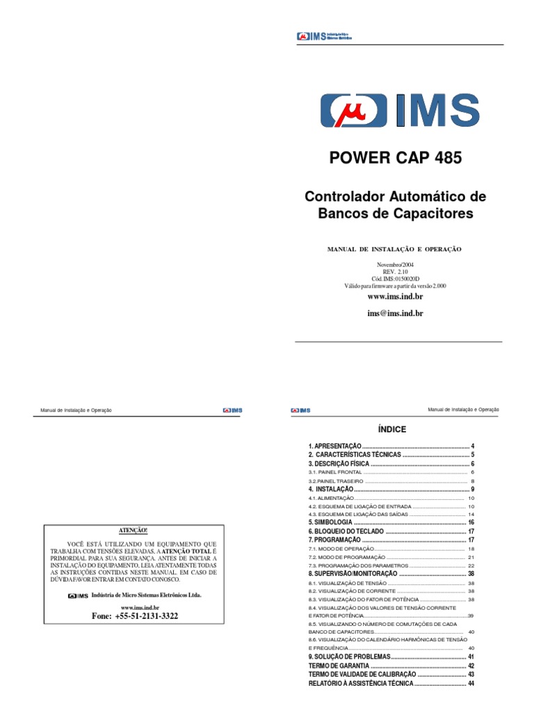 Manual Power Cap 485 PDF | PDF | Capacitor | Energia elétrica