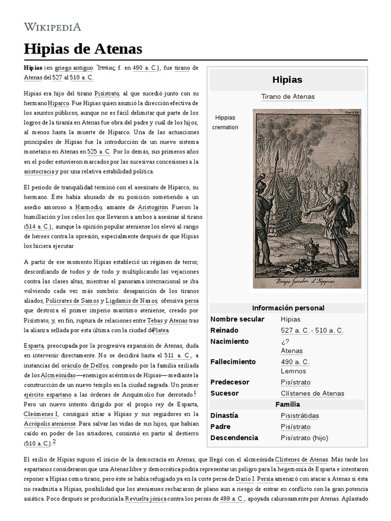 Hipias de Atenas | PDF | Gobierno griego antiguo | Estados de la ciudad ...
