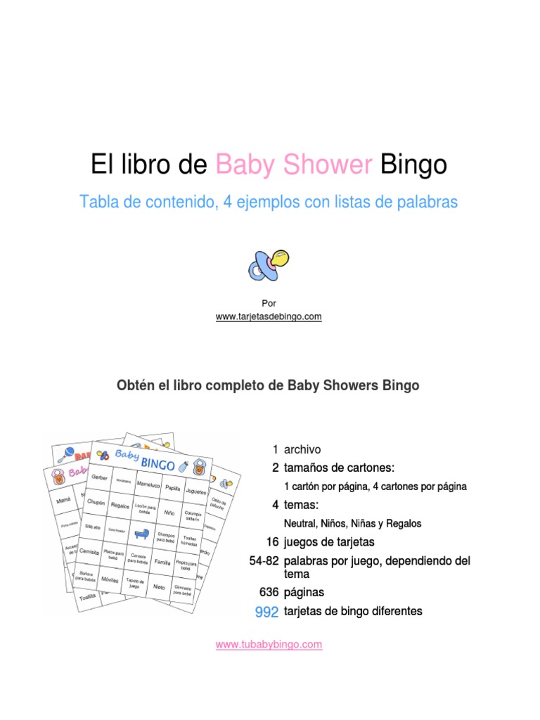 Bingo para Baby Shower: Imprimibles Gratis | PDF | Infancia | Ocio