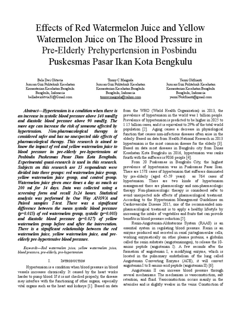 Contoh Manuskrip | PDF | Angiotensin | Blood Pressure