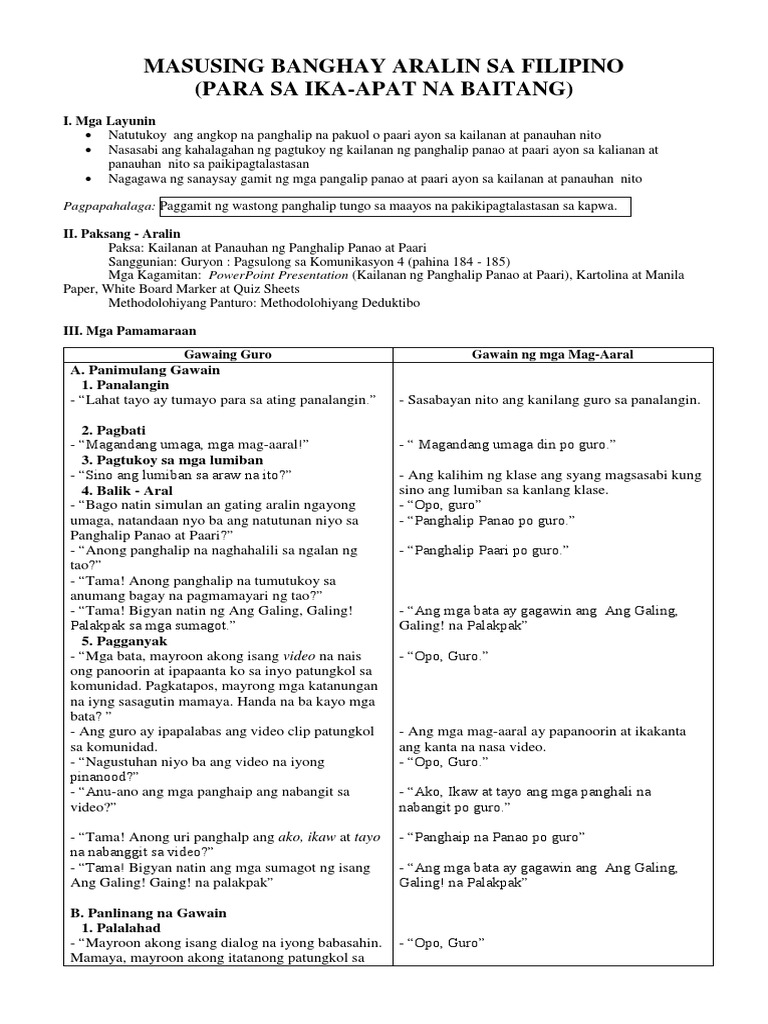 Filipino Detailed Lesson Plan | PDF