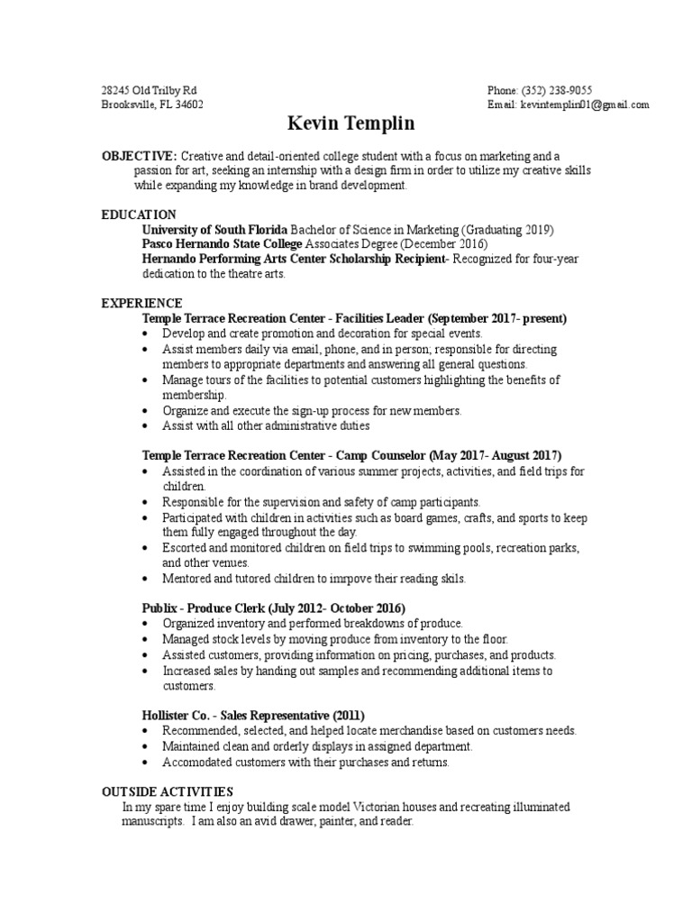 Kevin Templin Resume | PDF | Sales | Marketing