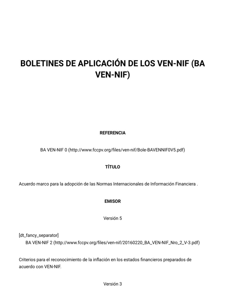 Boletines de Aplicación de Los VEN-NIF (BA VEN-NIF) - FCCPV | PDF ...